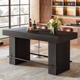 62.2 Inch Black Industrial Bar Table, Rectangular Counter Height Pub ...