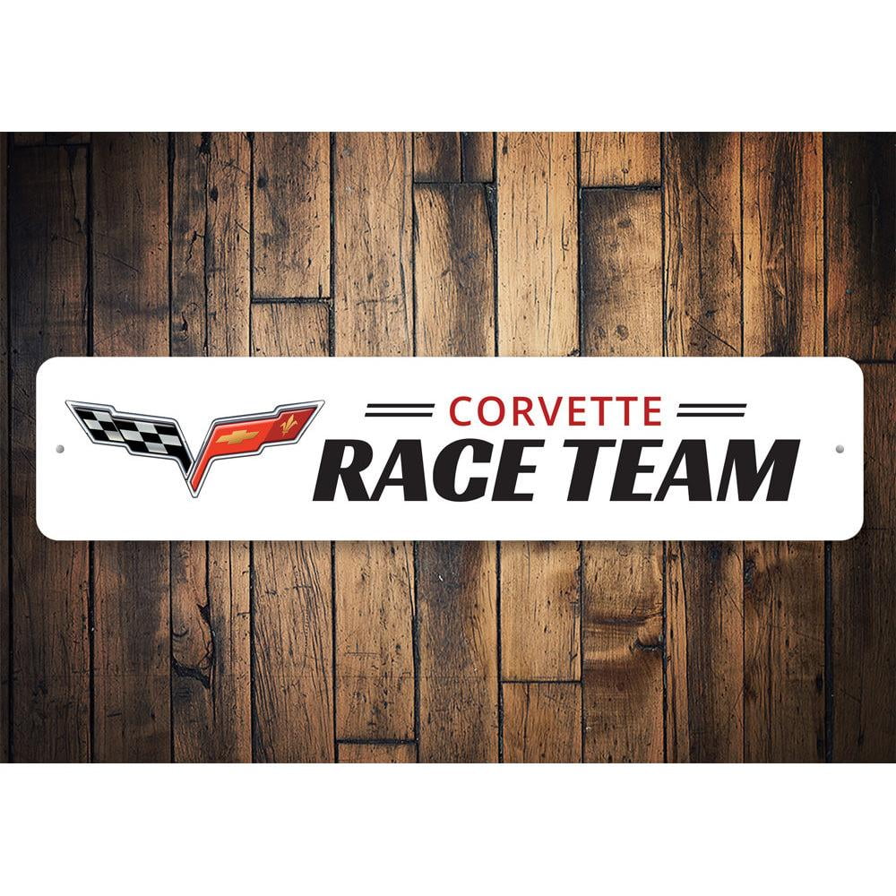 Corvette Race Team Novelty Sign, Metal Wall Decor - 4x18 inches ...