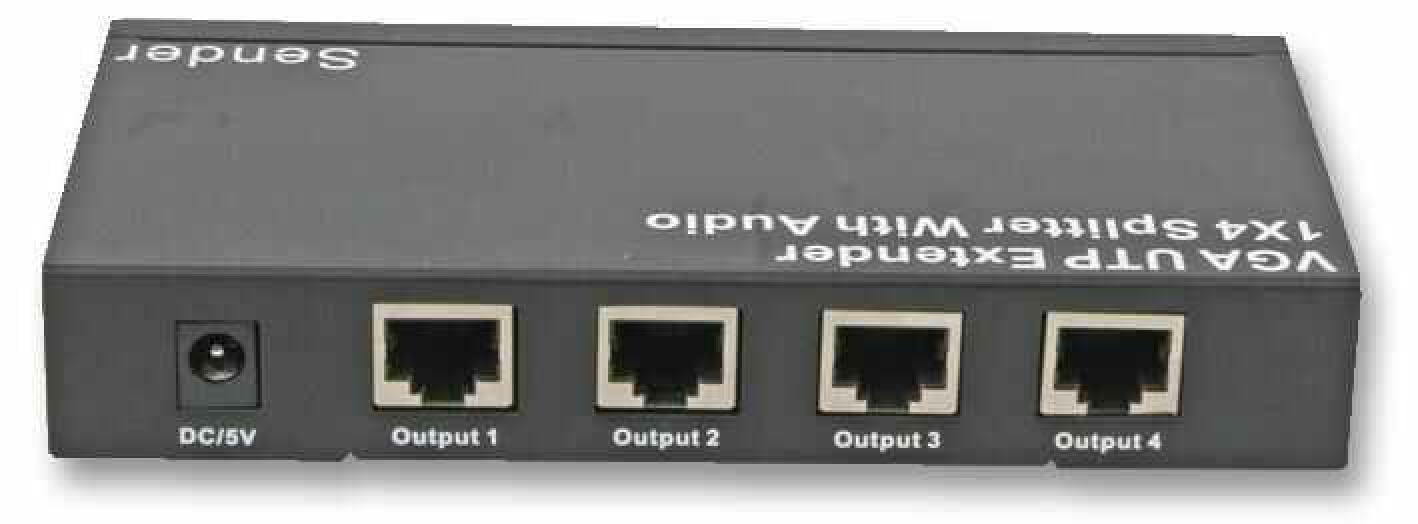 PRO SIGNAL - VGA UTP Extender 1x4 Splitter with Audio over Cat5 ...