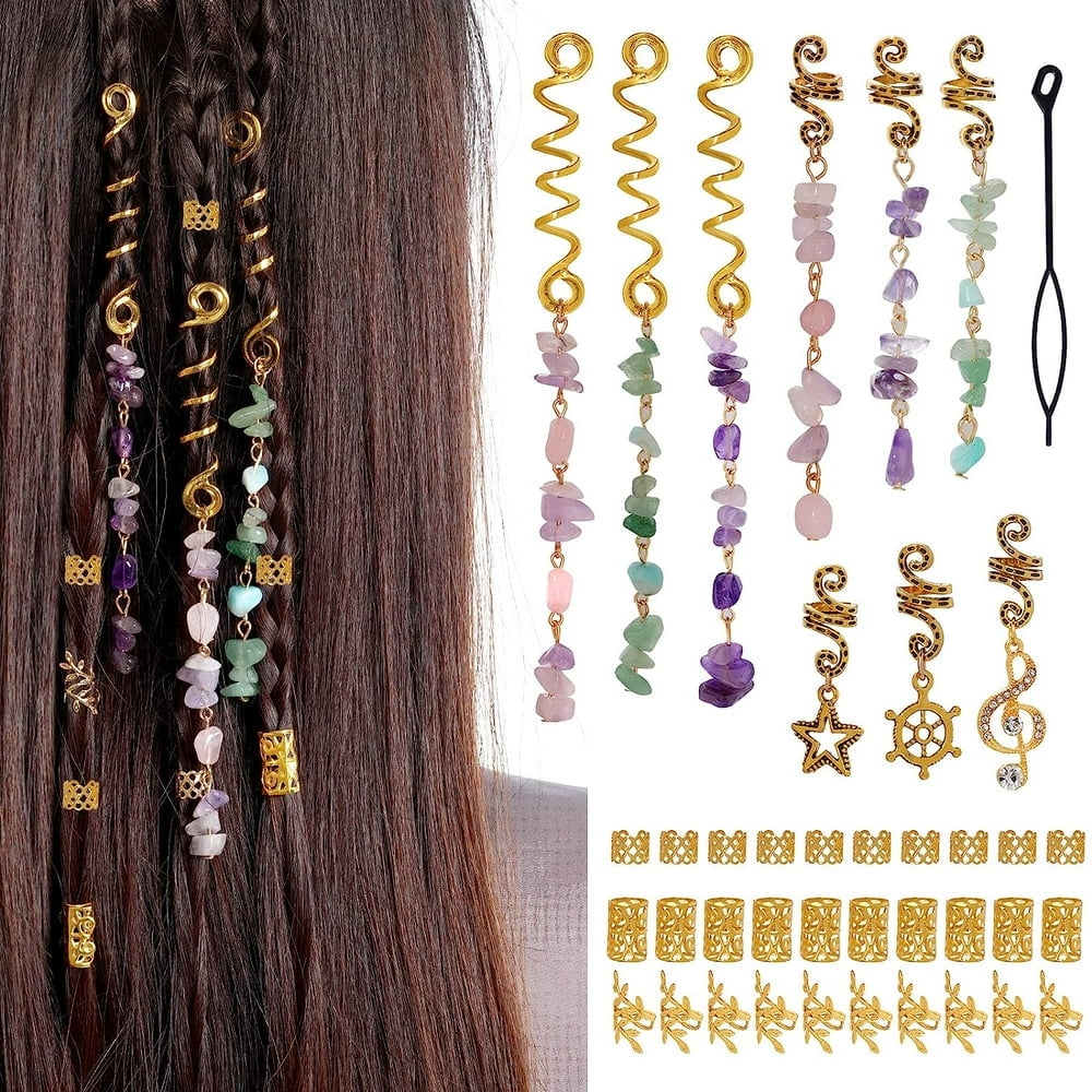 Click here for Mesase 40pcs Hair Jewelry For Braids Natural Color... prices