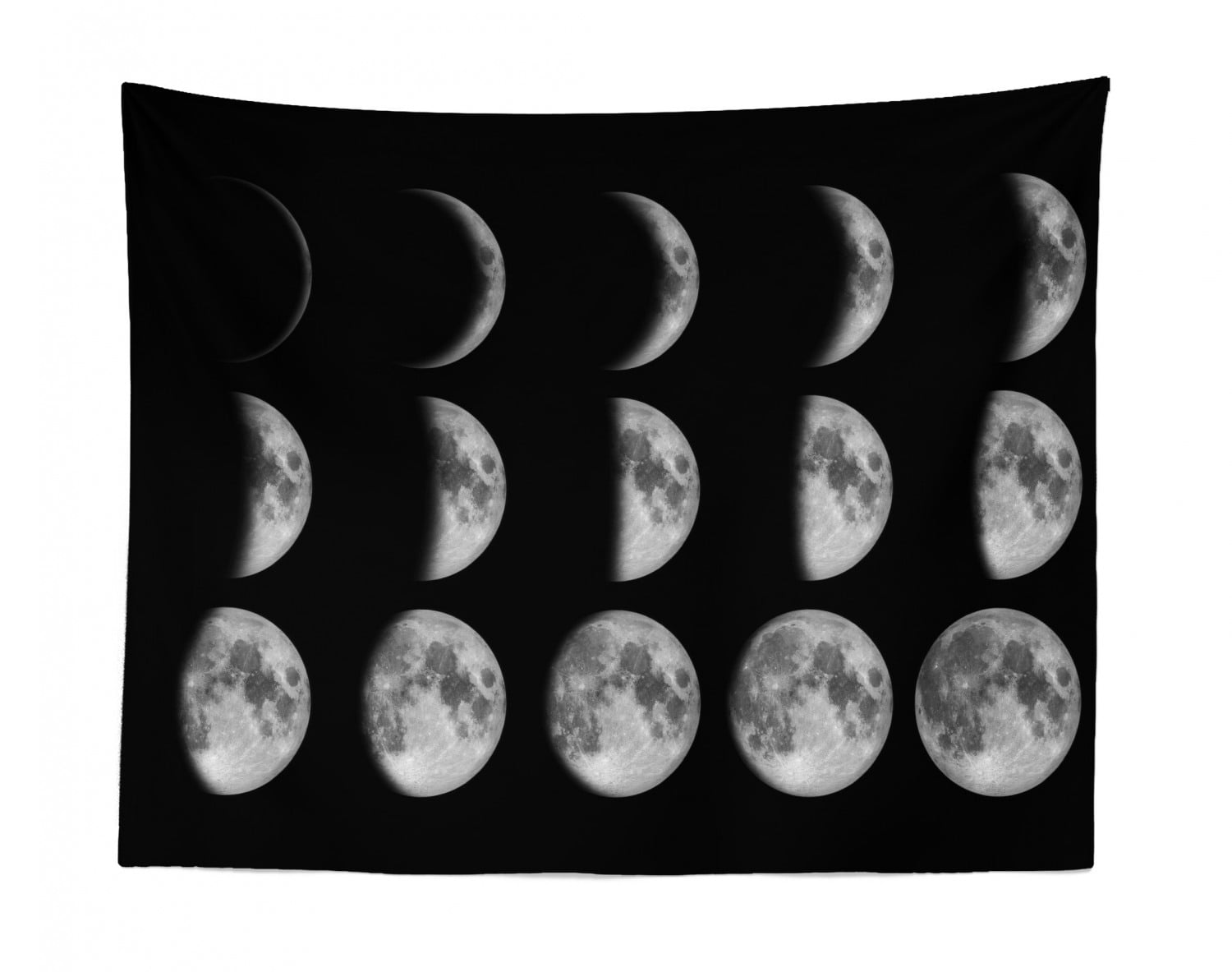 Moon Tapestry, Design Dotwork Art Drawn Crescent Phase and Stars Image ...