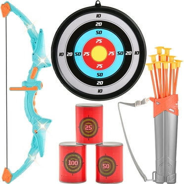 LED Bow and Arrow for Kids Light Up Archery Toy Set with 10 Suction Cup ...