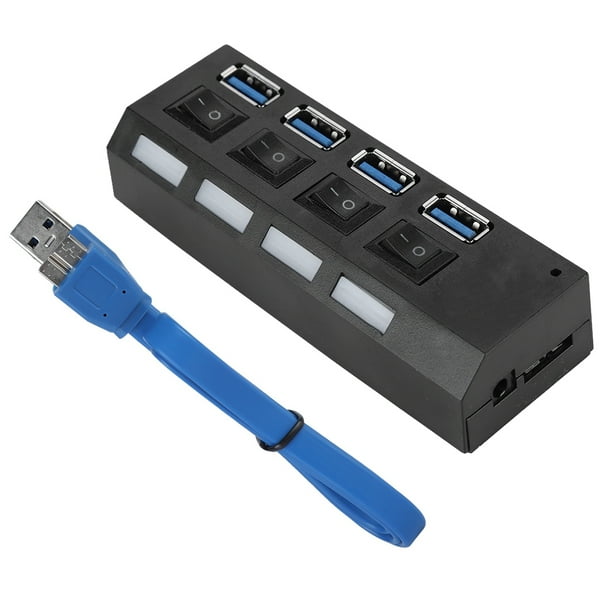 Divisor USB 3.0 de alta velocidad, concentrador USB de 4 puertos, puerto de expansión con fuente ...