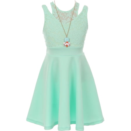 BNY Corner - Little Girl Sleeveless Lace Solid Necklace Easter Summer ...