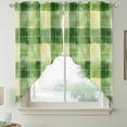 Green Plaids Swag Curtain Valance for Window 2 Panels Green Watercolor ...