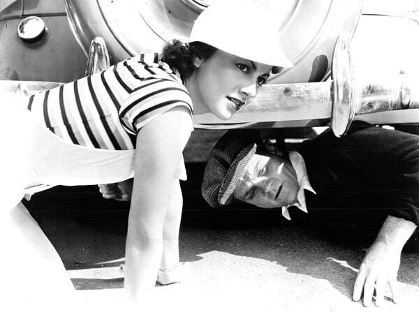 James Cagney scrambles underneath car with unidentified actress 11x17 ...