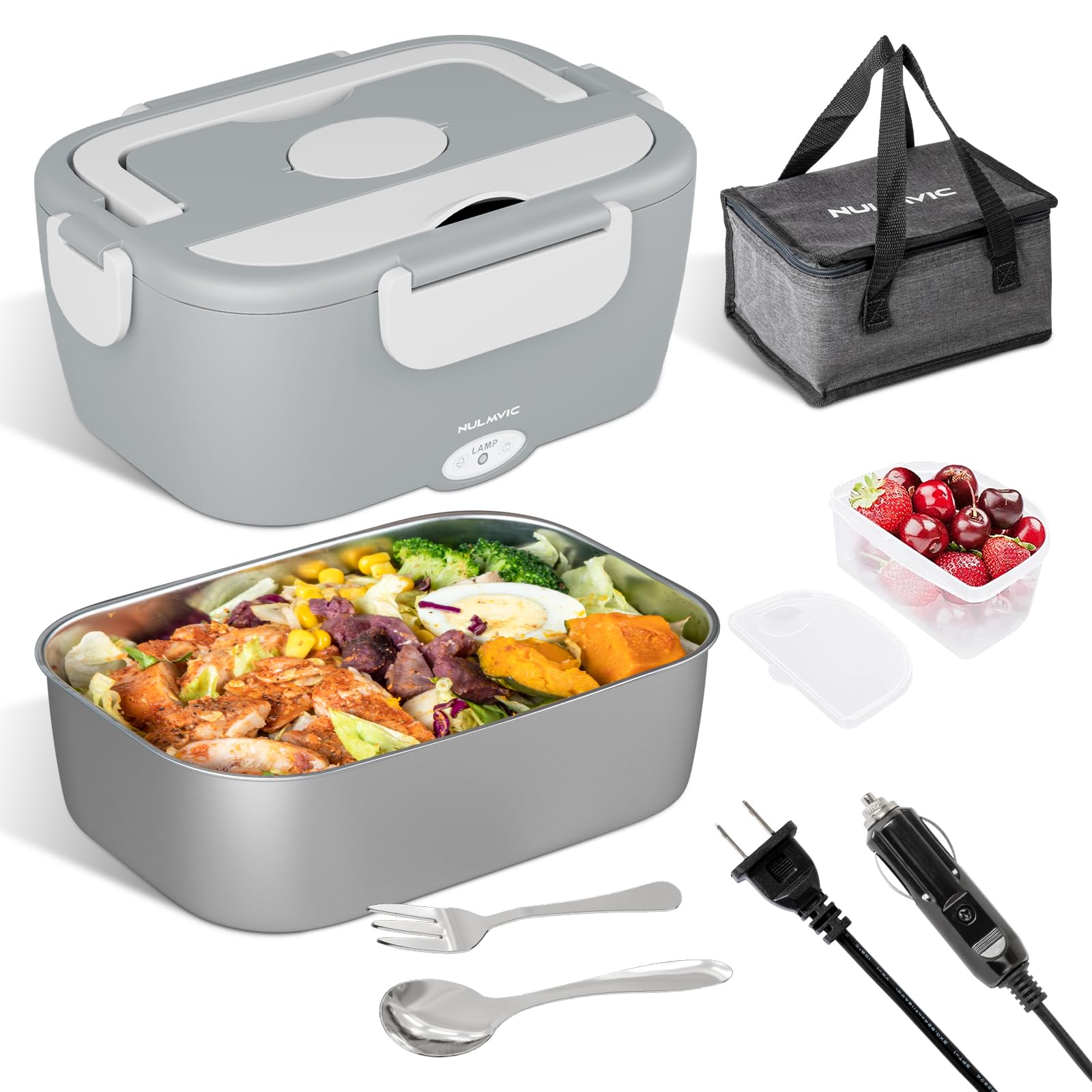 Nulmvic 75W Electric Lunch Box 12V 24V 110V 3 in 1 Portable Leak Proof