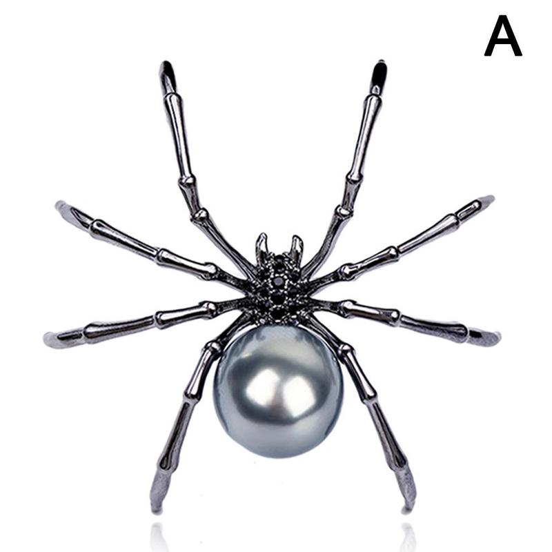 Black spider rhinestone brooch metal corsage gift Halloween accessories ...