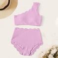 Women's one-shoulder high-waisted two-piece swimsuit set with wavy hem ...
