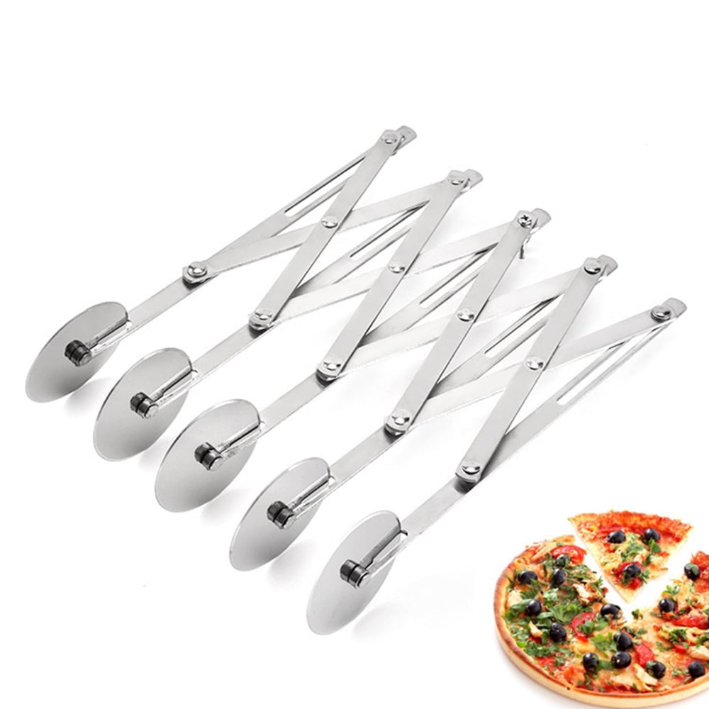 7 Wheels Pizza Cutter Stainless Steel Slicer Expandable Pie Crust ...