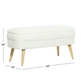 DecMode Polyester Rounded Upholstered Boucle Storage Bench with Wood ...
