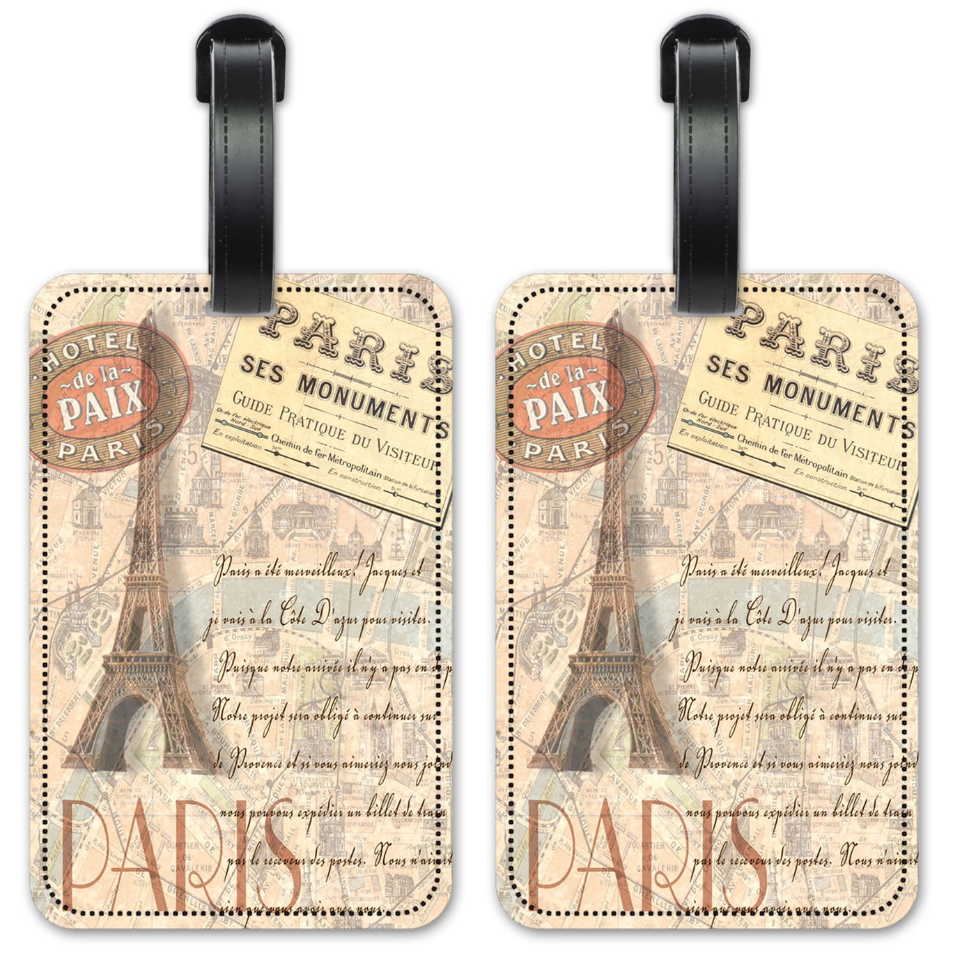 Paris - Luggage ID Tags / Suitcase Identification Cards - Set of 2 ...