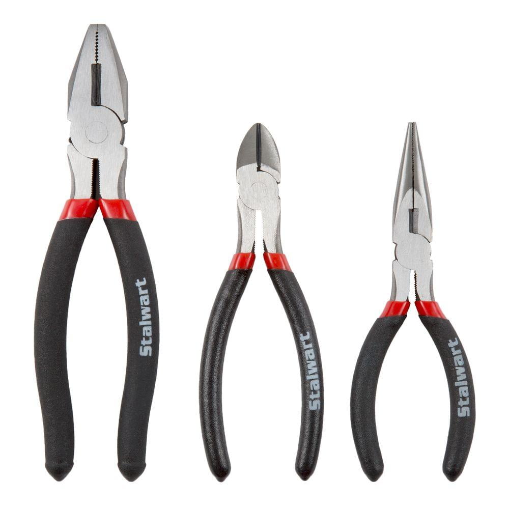 Stalwart 9.6 in. Utility Plier Hand Tool Set with Storage Pouch (3 ...