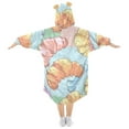 Cartoon Croissants Oversized Wearable Blanket Hoodie Sweatshirt Flannel ...