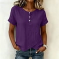 BADHUB Women's Cotton Gauze Tops Summer Short Sleeve Button Neck Henley ...