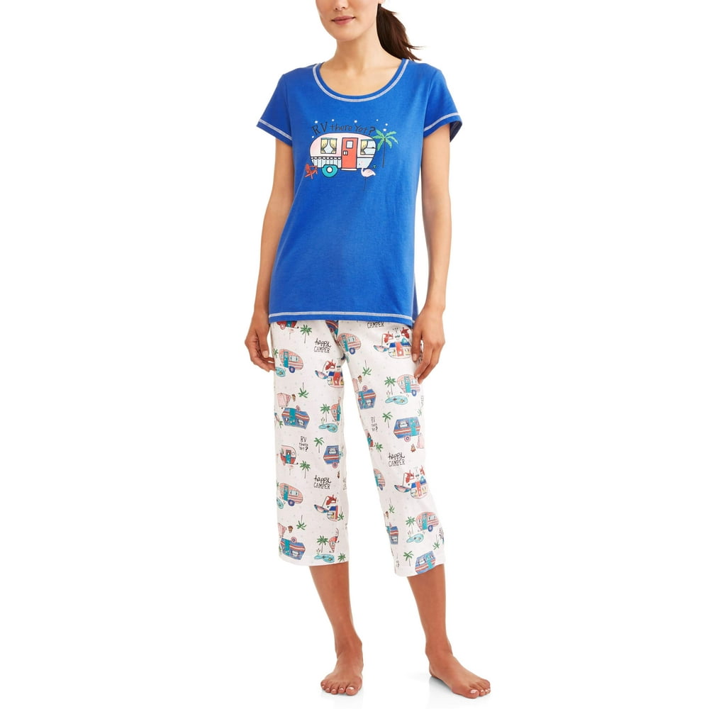 Secret Treasures Womens Pajama Tee And Capri Sleep Pant 2 Piece
