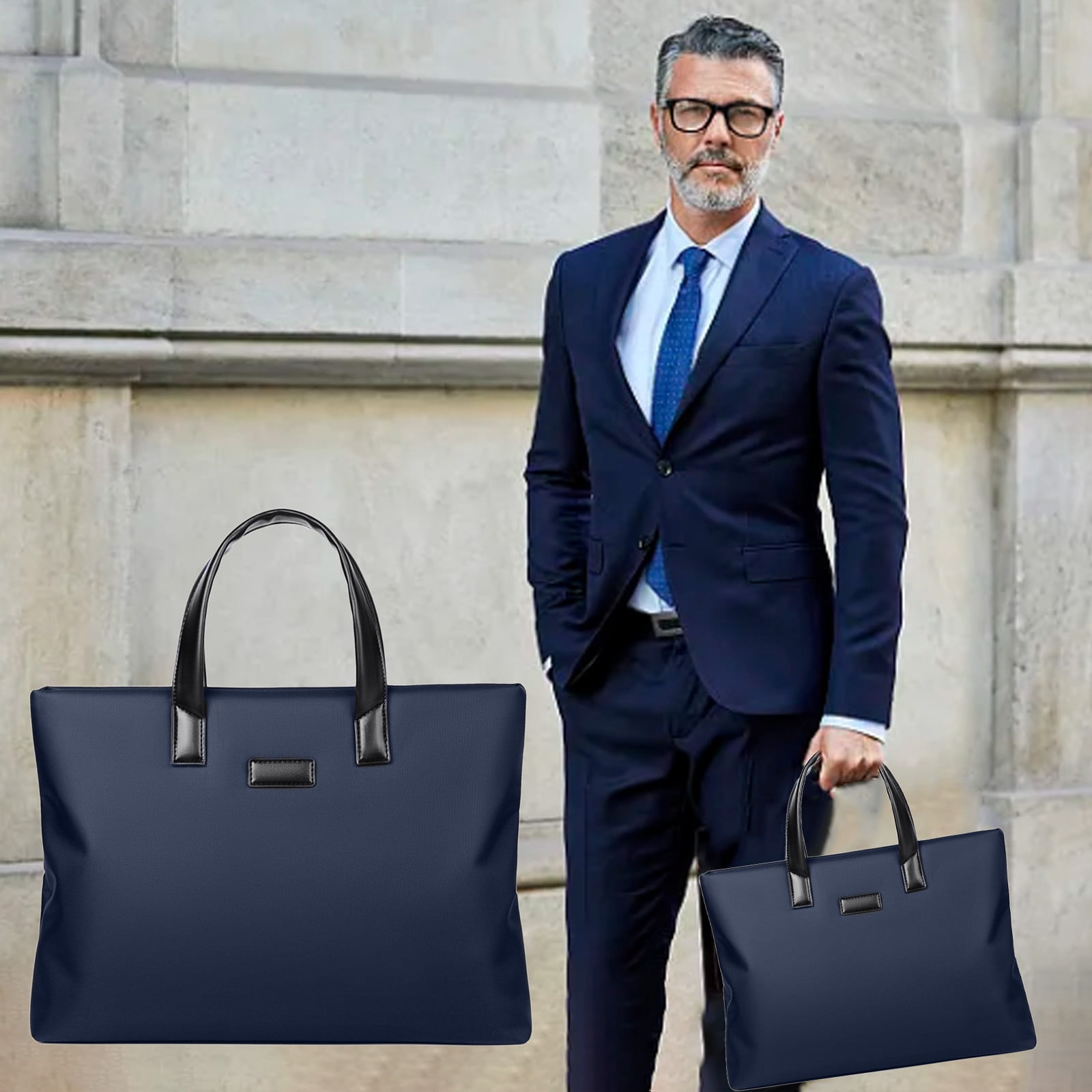 Aodebiao Men's Leather-Look Briefcase - 15" Professional Document Bag ...