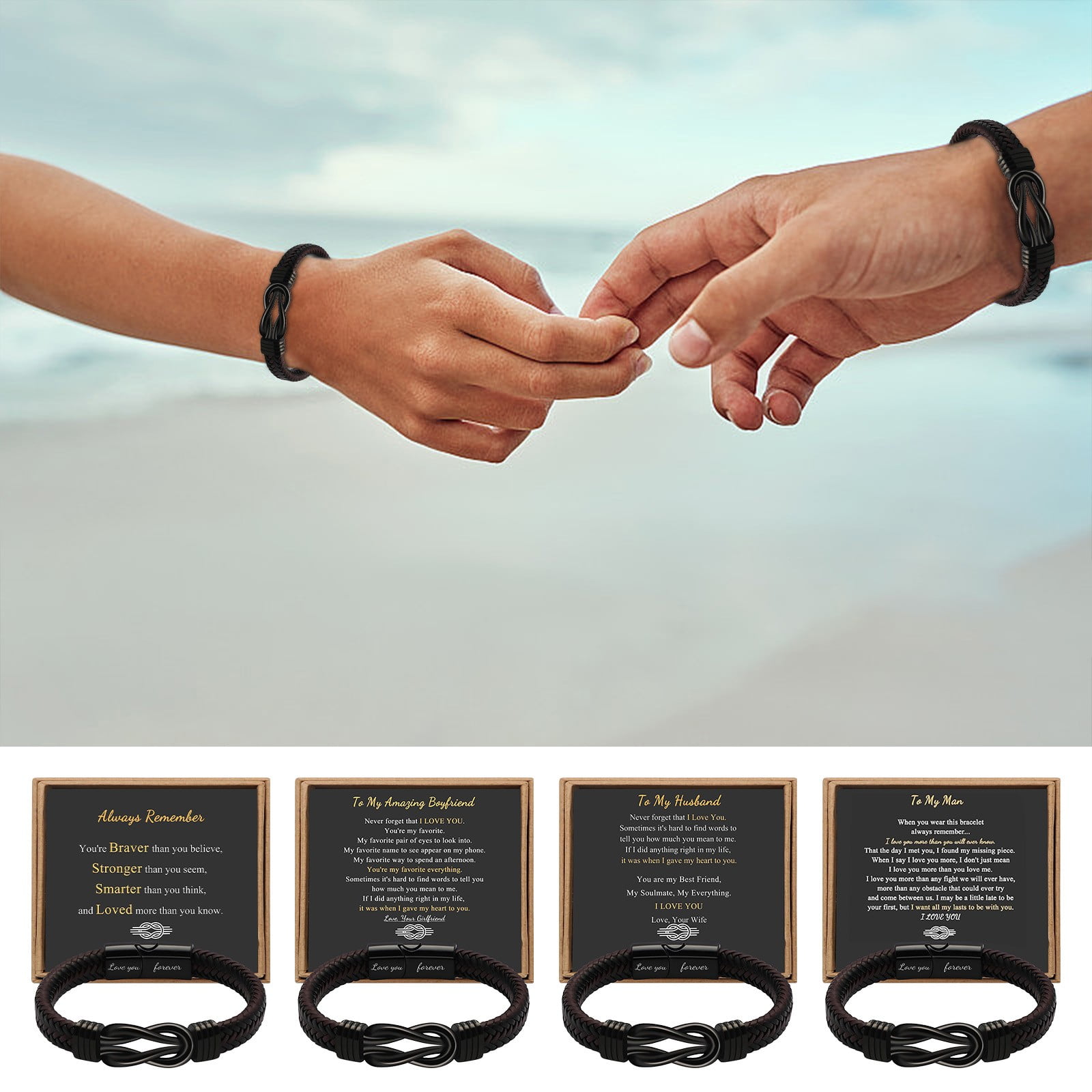 Xihbxyly Pulsera de Cuero y Acero Inoxidable para Hombre, Diseño de ...