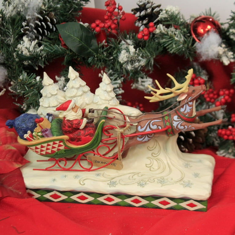 Santas Enesco Heartwood Creek Here Comes Santa Sleigh With Reindeer, 7 ...