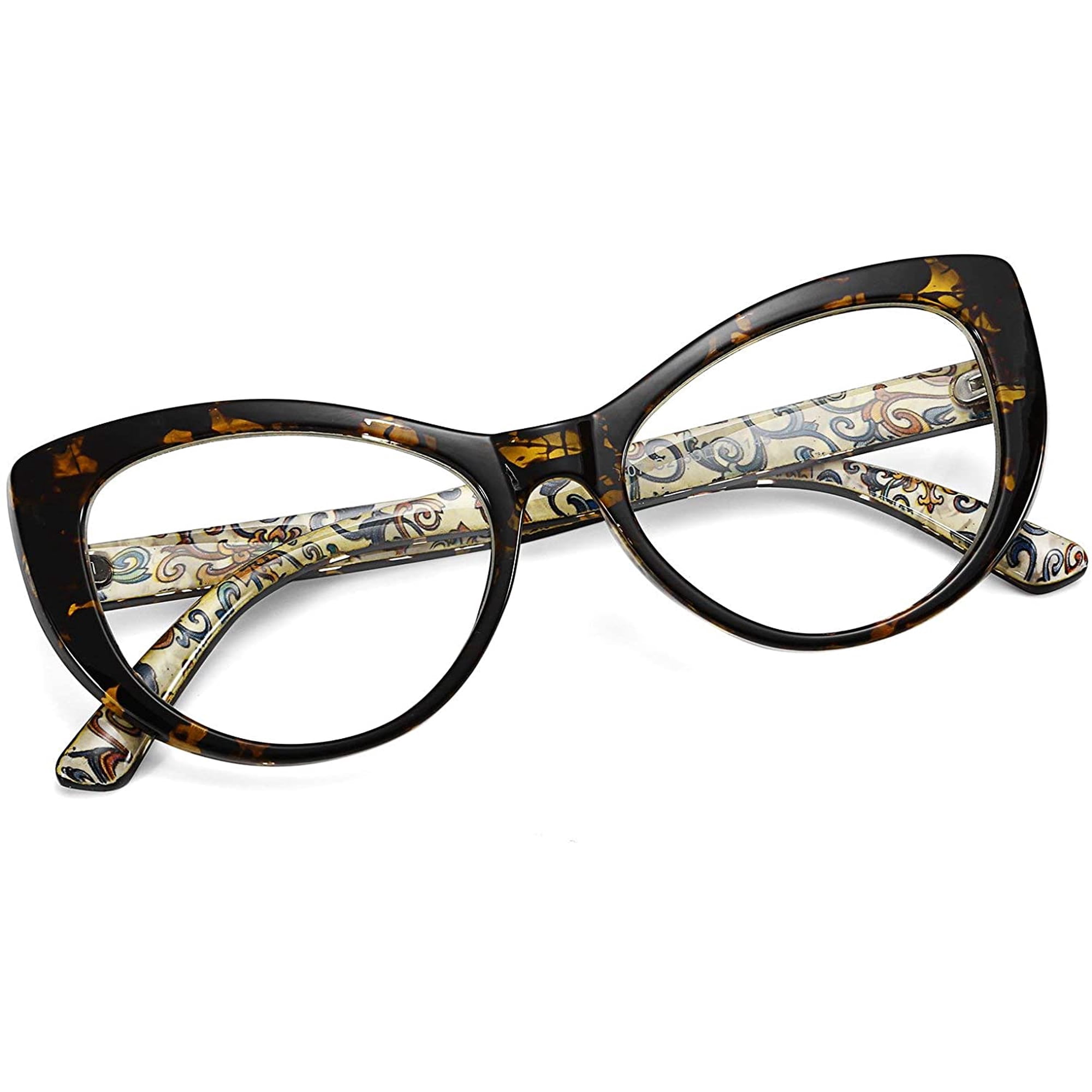 Click here for Feisedy Womens Cateye Glasses Frame Printed Eyewea... prices