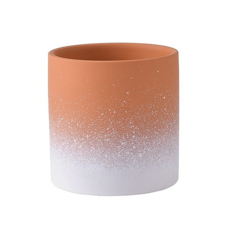 Gradual dark orange Nordic simple round ceramic small flower pot with ...