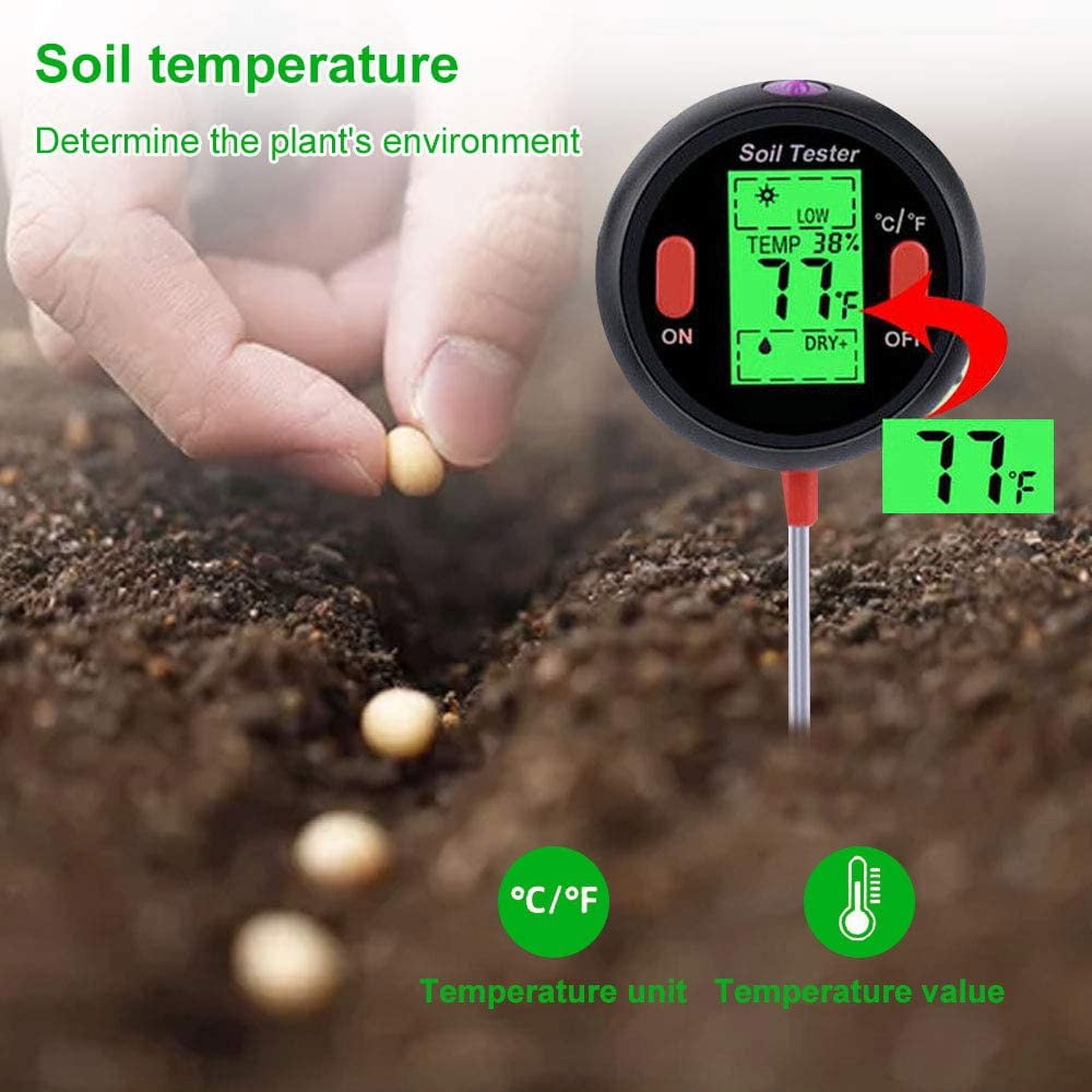 Buy 5 In 1 Soil Ph Meter Soil Moisture Monitor LCD Display PH Tester ...