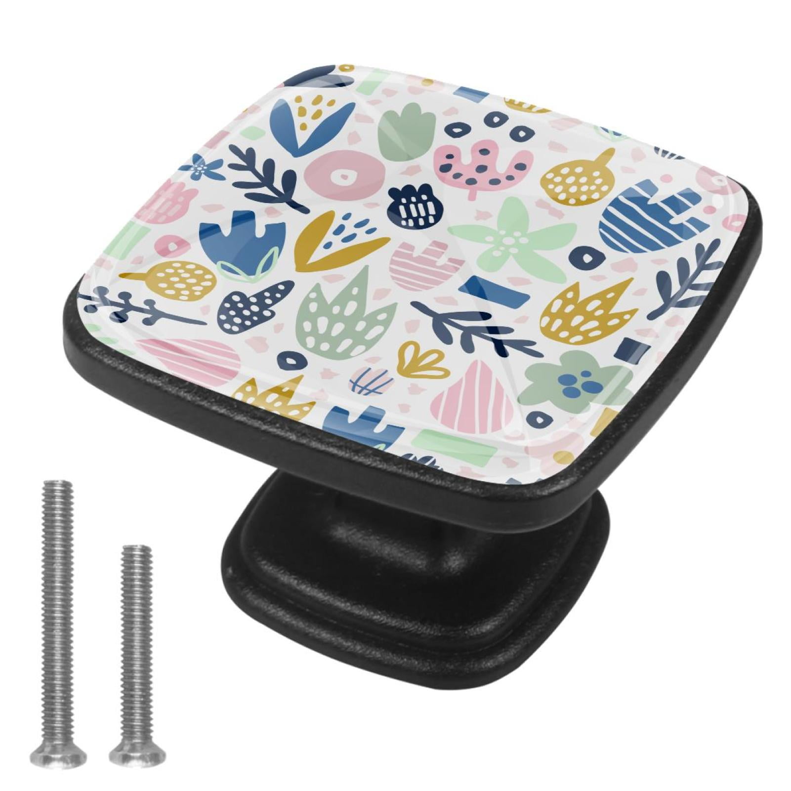 4 Pcs Cabinet Handle Drawer Pulls Cartoon Plants Knobs with Screws ...