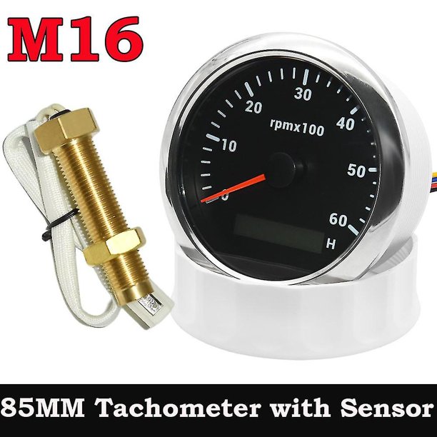Universal Tachometer 85mm Car Boat Tacho M16 M18 Sensor Marine With ...