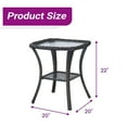 POCASSY Outdoor Patio Wicker Rattan Side Table with Built-In Glass for ...
