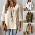 awjaisca Women T-shirt Round Neck Half Sleeve Loose Fit Pullover Tops ...