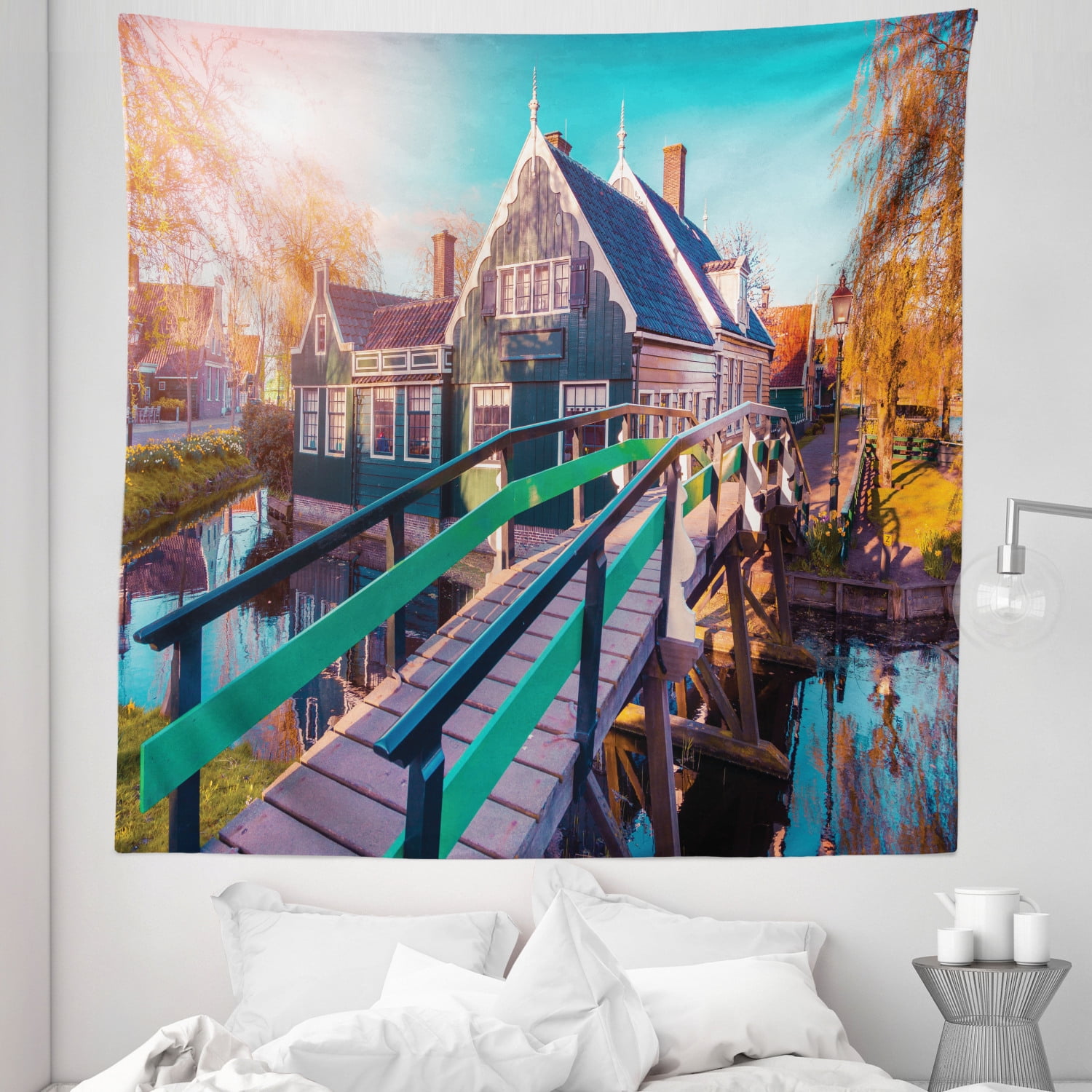 Netherlands Tapestry, Typical Dutch Village Zaanstad in a Sunny Spring ...