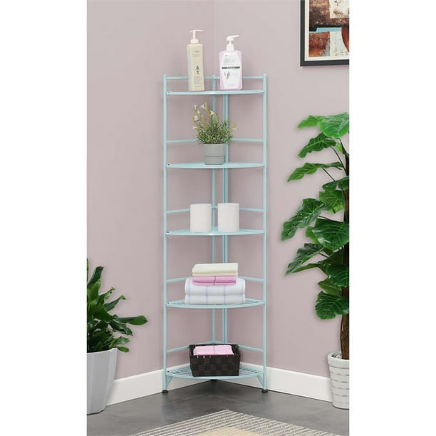Pemberly Row Five-Tier Folding Corner Shelf in Green Metal - Walmart.com