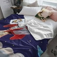 Fleece Blanket Rocket Space Universe Planet Blankets, Soft Cozy Warm ...