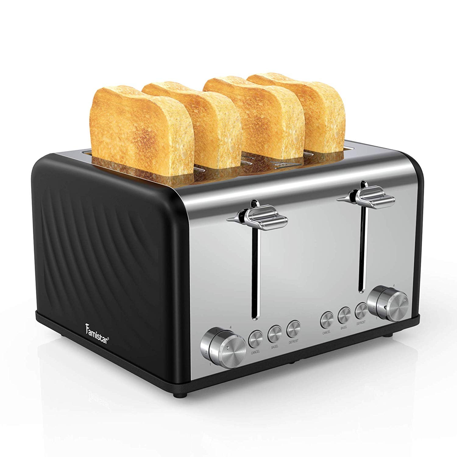 4 Slice Toaster, Stainless Steel Toaster with Defrost/Reheat/Cancel ...
