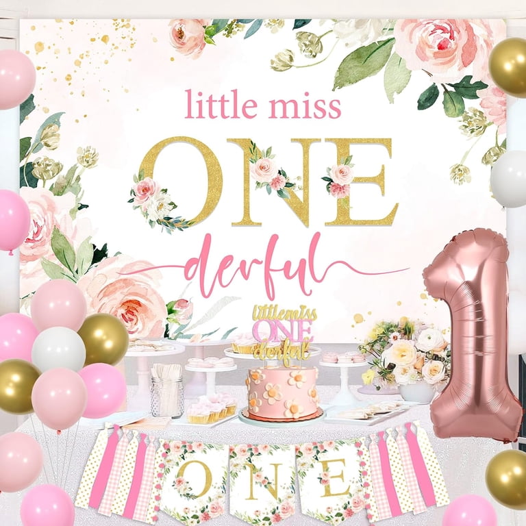 Little Miss One Derful Little Princess 1st Birthday Banner - "" Rose ...