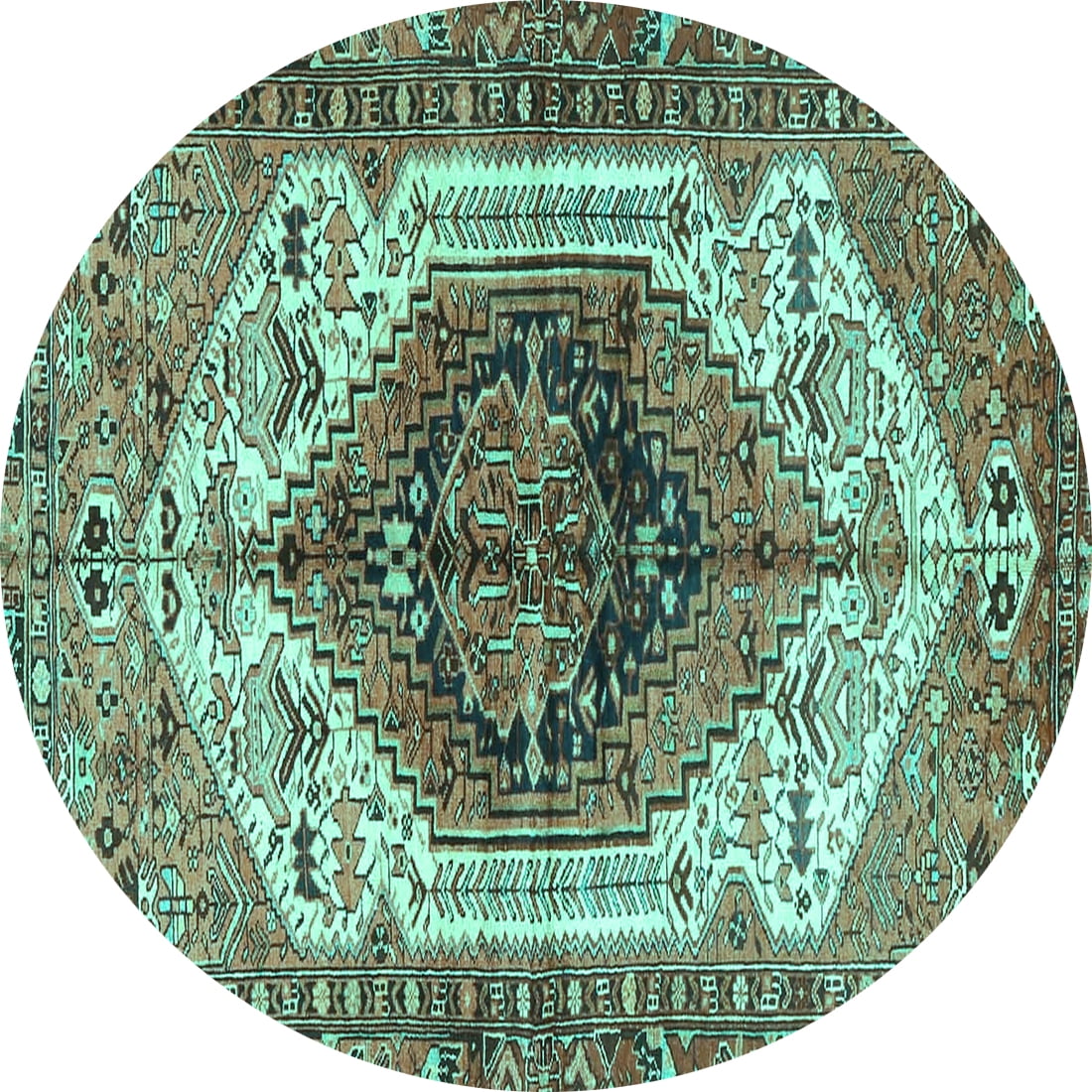 Ahgly Company Indoor Round Persian Turquoise Blue Traditional Area Rugs ...
