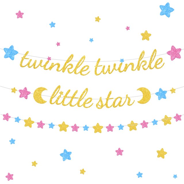 Glitter Twinkle Twinkle Little Star Banner - Baby Shower Party ...