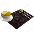 4/6pcs Placemats Set Lines Texture Red Table Mats Cotton Linen Kitchen ...