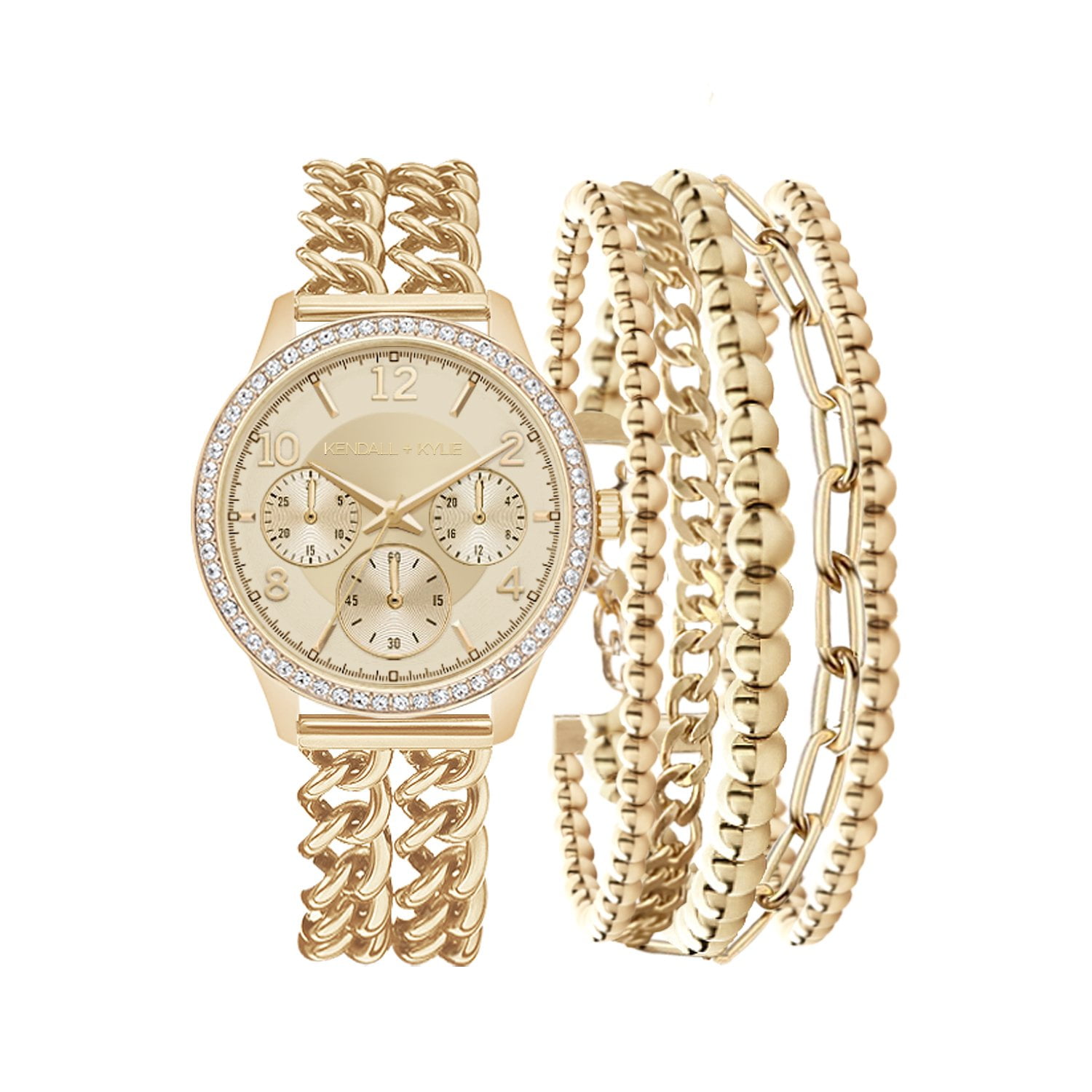 Kendall + Kylie: Double Strap Gold Analog Watch and Layered Bracelet ...