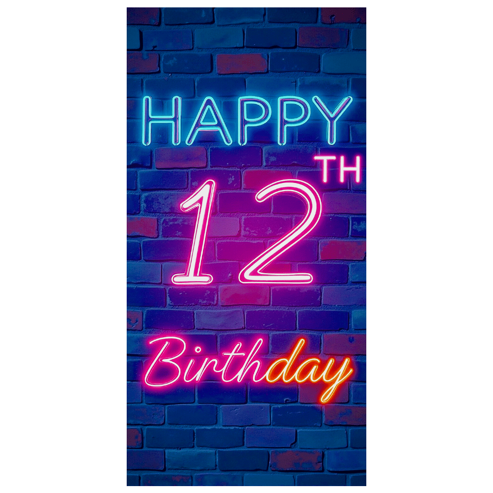 Click here for Yezdix Neon Style 12th Birthday Banner Happy Birth... prices