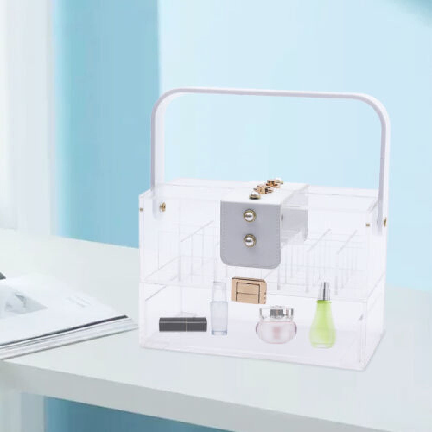 Large Clear Cosmetic Makeup Storage Box Organizer Drawer Display Case ...