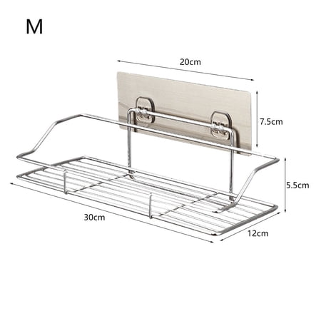 Bathroom Wall Mount Rack Stainless Steel Shower Bath Storage Holder ...