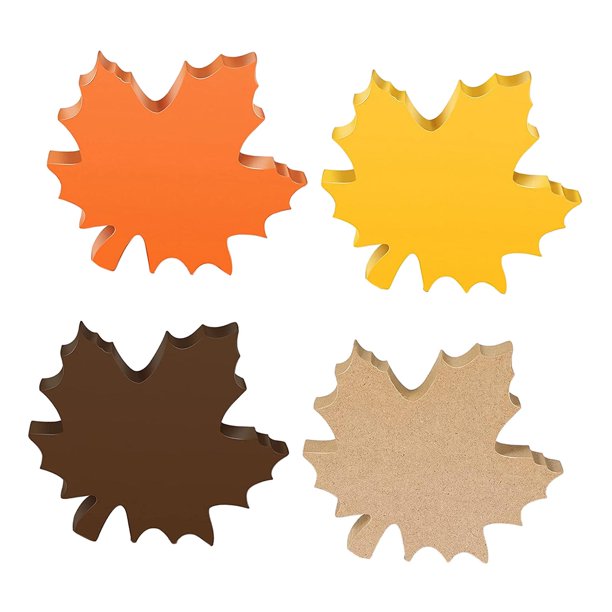 4 Pieces Thanksgiving Maple Leaf Signs Wooden Sign for Fall Mantle ...