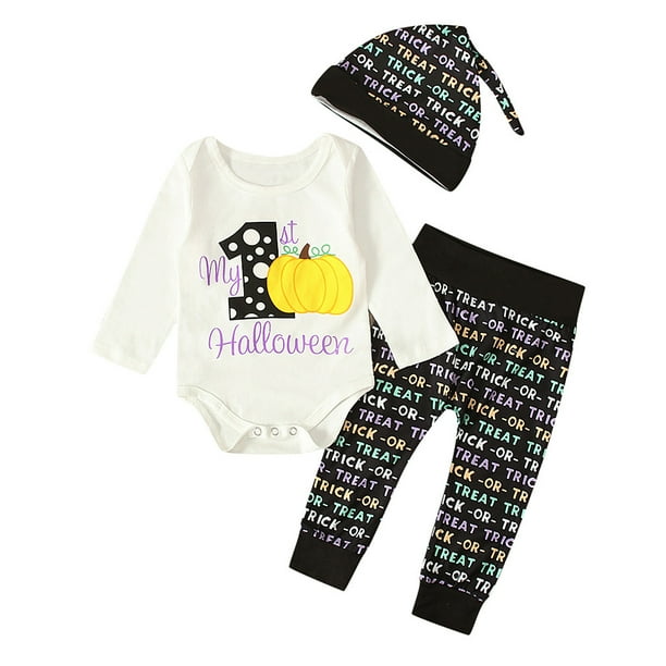 Lolmot Newborn Infant Baby Boy Girl Halloween Letter Romper Pants Hat Outfit Set - Walmart.ca
