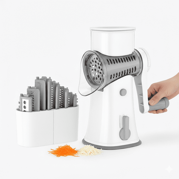 X Home Rotary Cheese Grater with Handle, 3 Interchangeable Blades ...