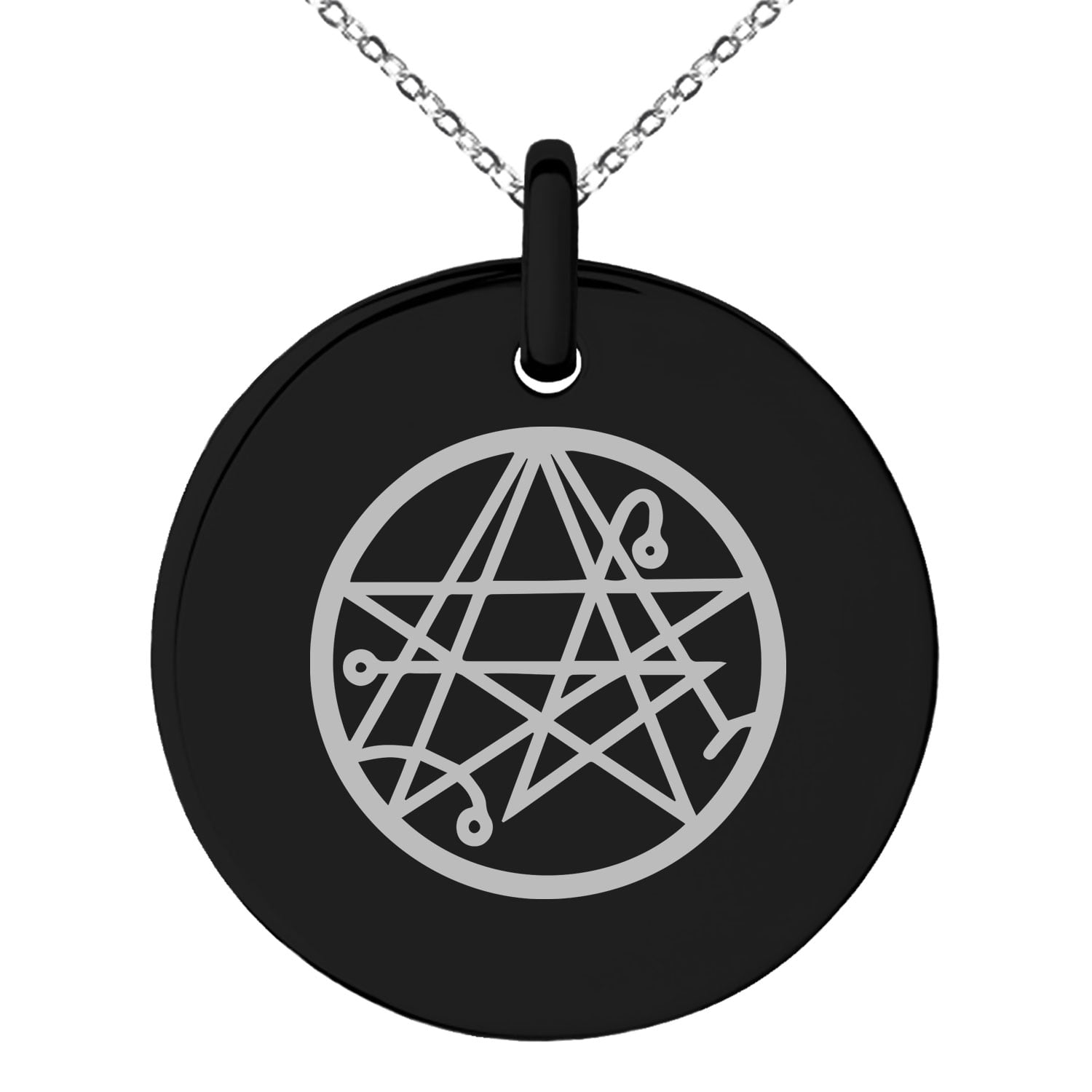 Stainless Steel Necronomicon Talisman Rune Engraved Small Medallion ...