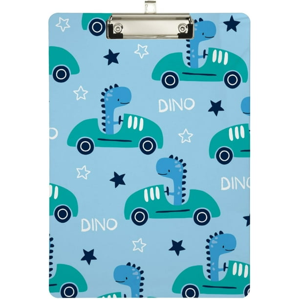 KXMDXA Blue Dino Race Car Clipboard Hardboard Wood Nursing Clip Board ...