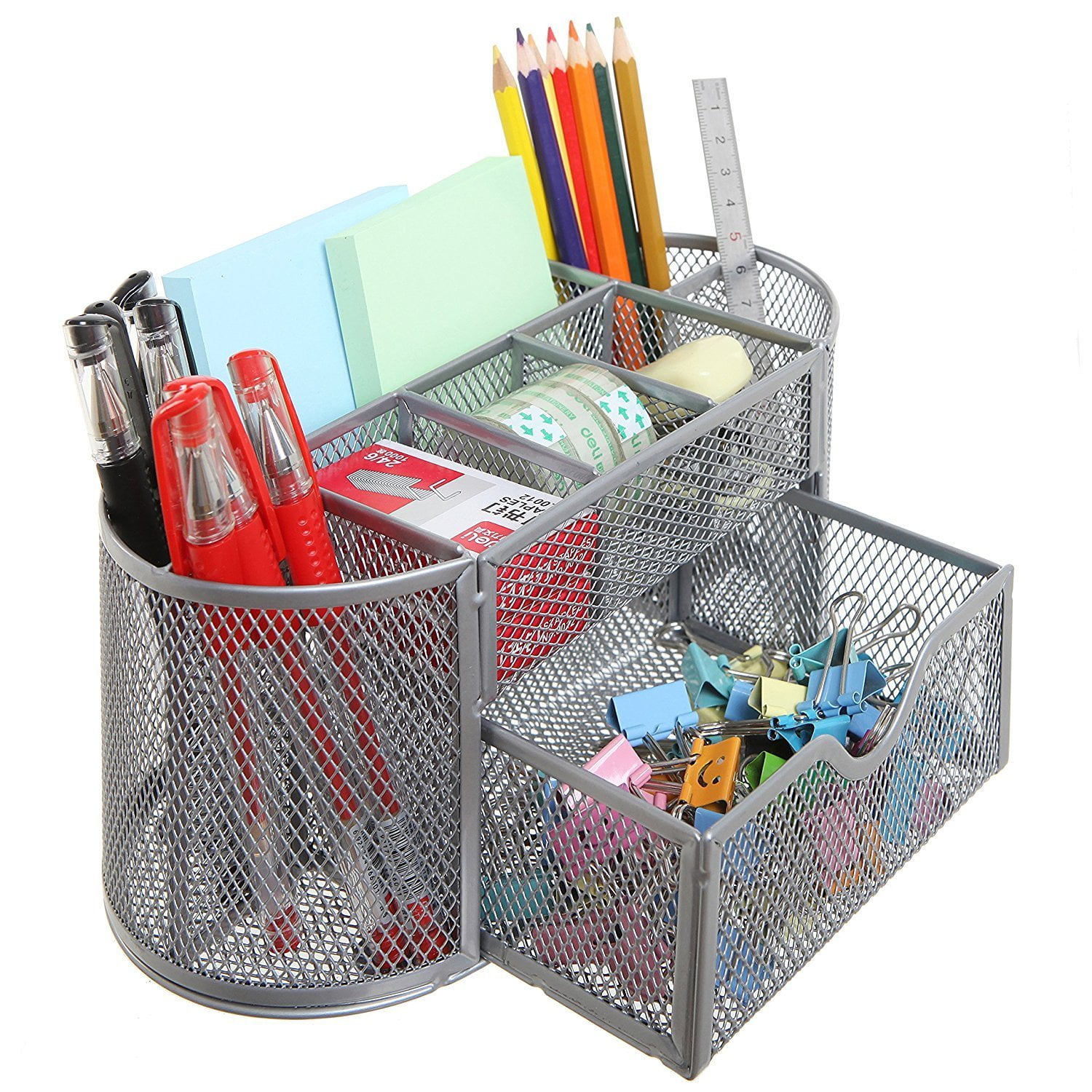 Metal Mesh Desktop Organizer Wire Office Desk Stationery Caddy School
