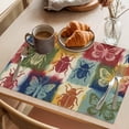 Art Country Cotton Linen Placemats Set of 4, Watercolors Retro Red Blue ...