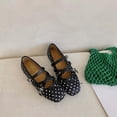 AJGRHE Women's Lace Mesh Ballet Flats Bowknot Square Closed Toe Slip on ...